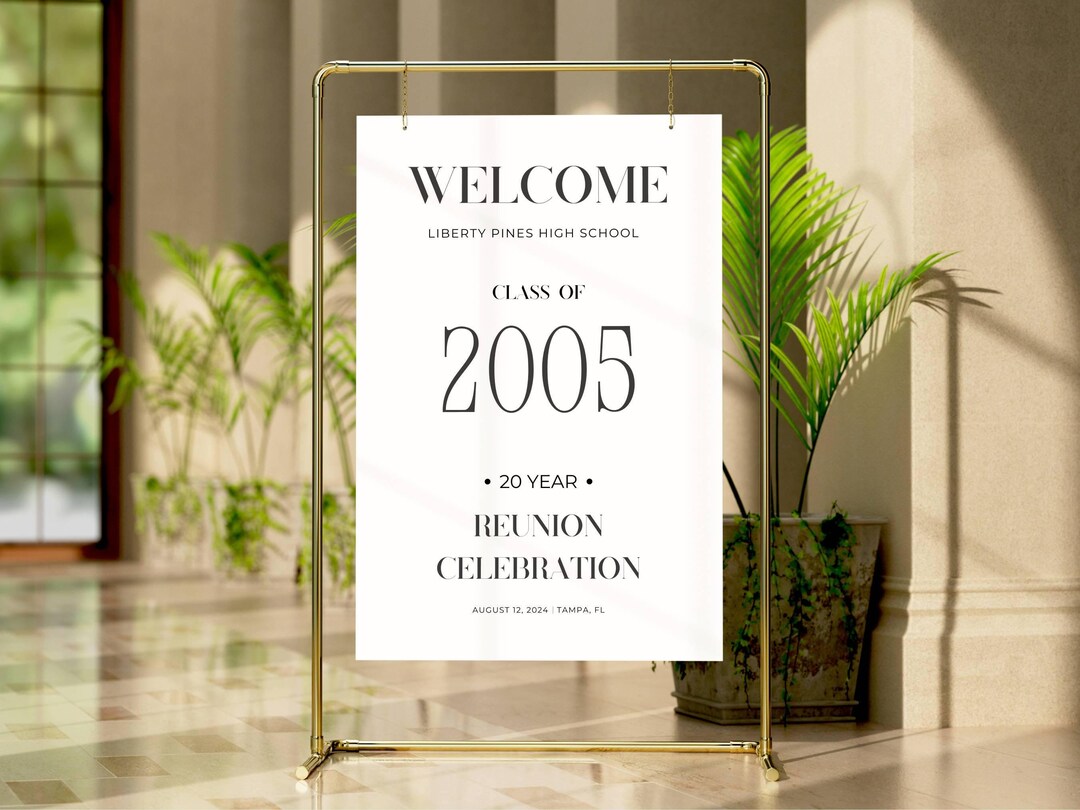 Class Reunion Welcome Sign- Editable Any Year 20th High School Welcome ...
