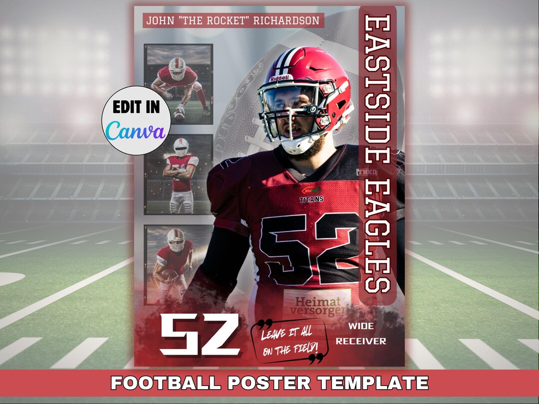 Football Poster Canva Template- Editable Senior Night Memory Mate ...
