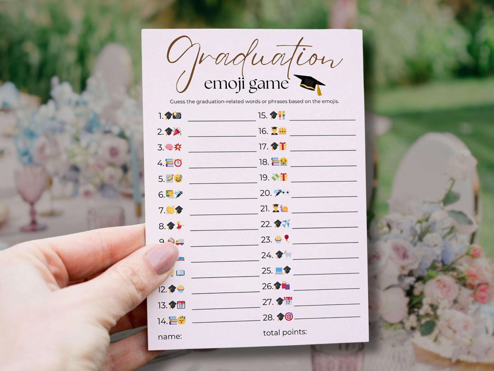 Graduation Emoji Pictionary Game- Printable Emoji Guessing Trivia for ...