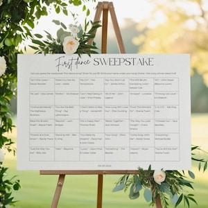Wedding First Dance Sweepstake Game- Personalized Reception Song Sign ...