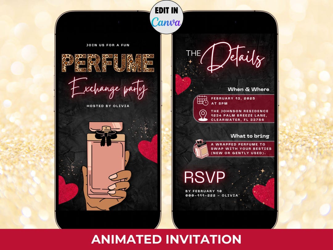 Perfume Exchange Invitation Template- Digital Animated Leopard Invite ...