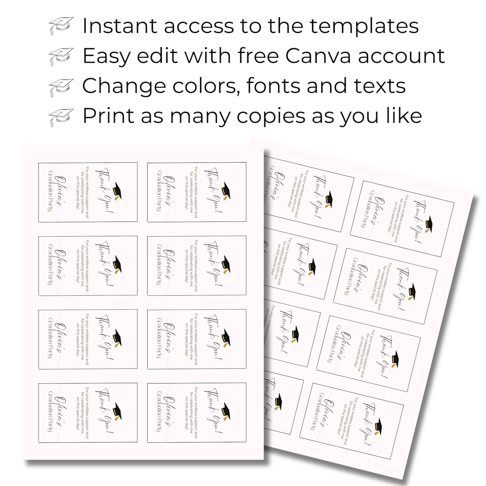 Editable Graduation Favor Tag Template Printable Grad Party Thank You ...