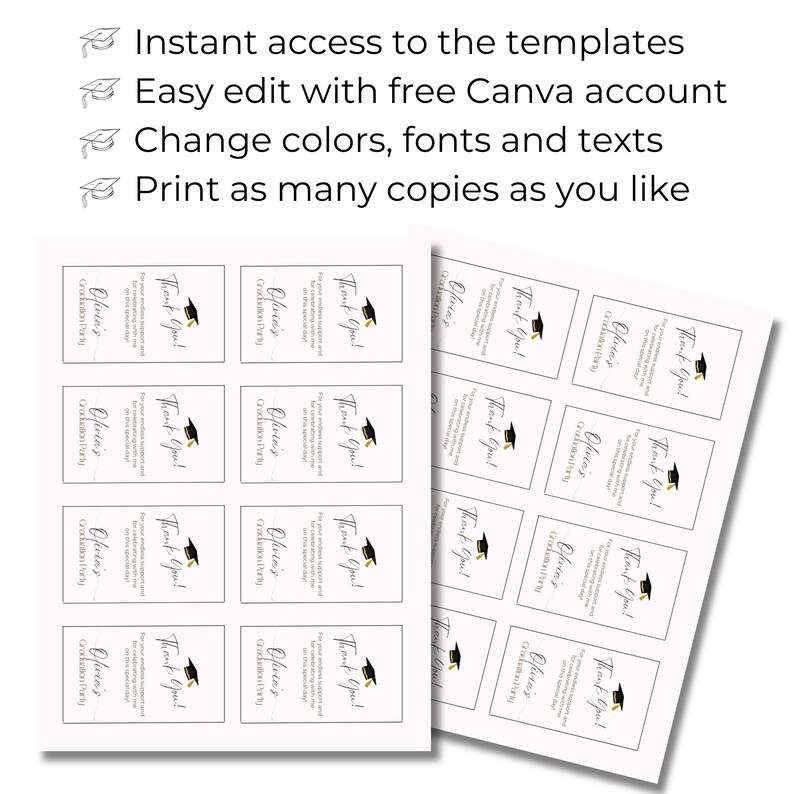 Editable Graduation Favor Tag Template Printable Grad Party Thank You ...