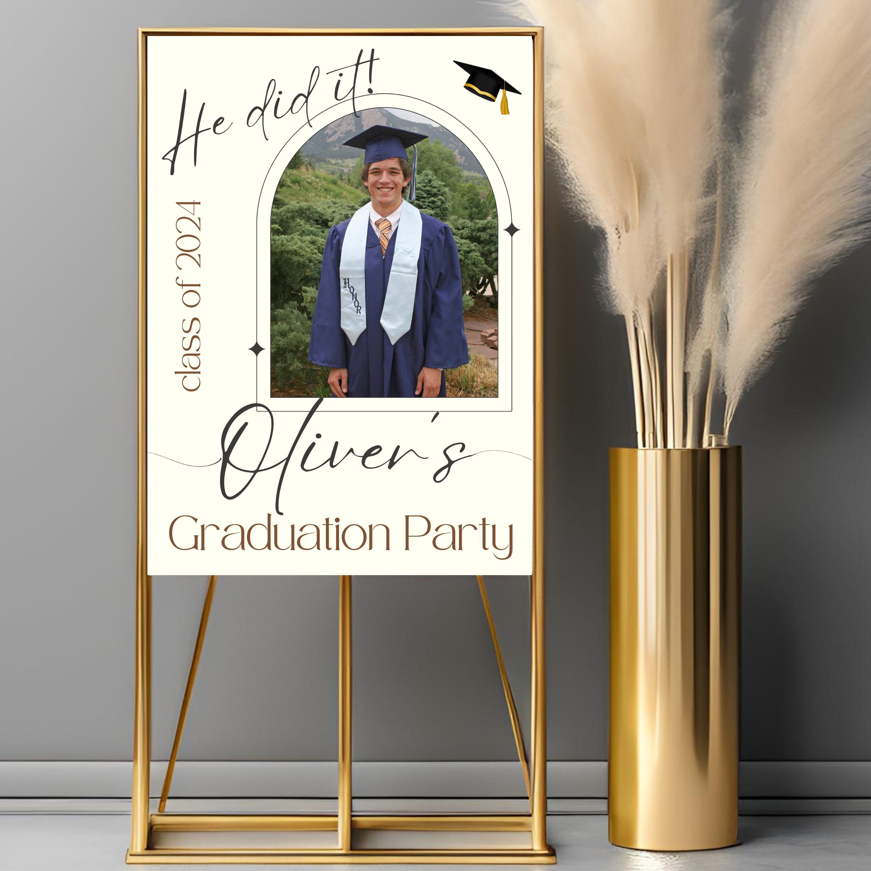 Boy Graduation Party Welcome Sign Photo Editable Canva Template ...