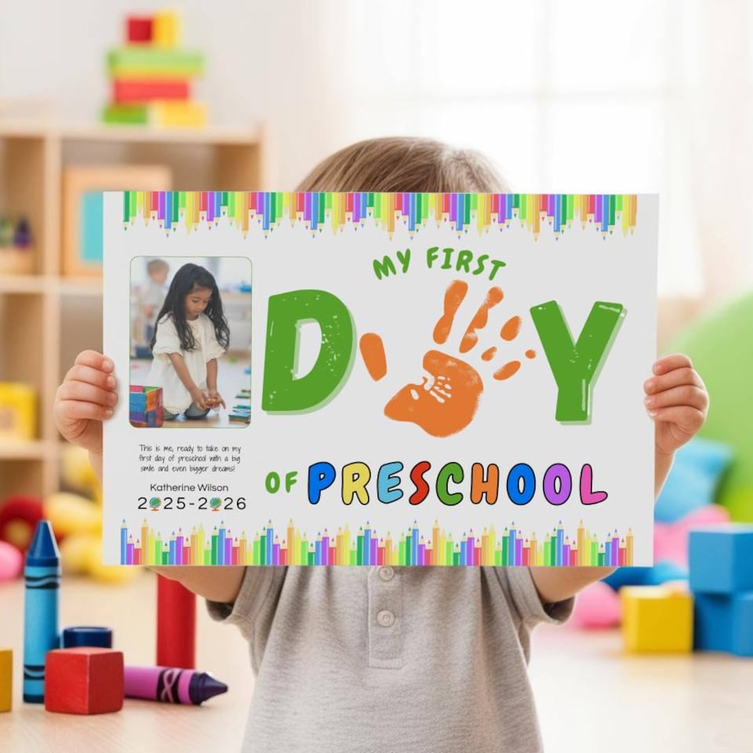 Editable First Day of Preschool Handprint With Photo- Printable Back to ...