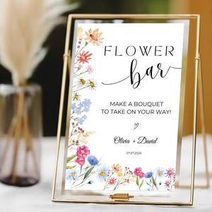 Flower Bar Sign Template Editable Wildflower Bloom Bar Sign, Printable ...