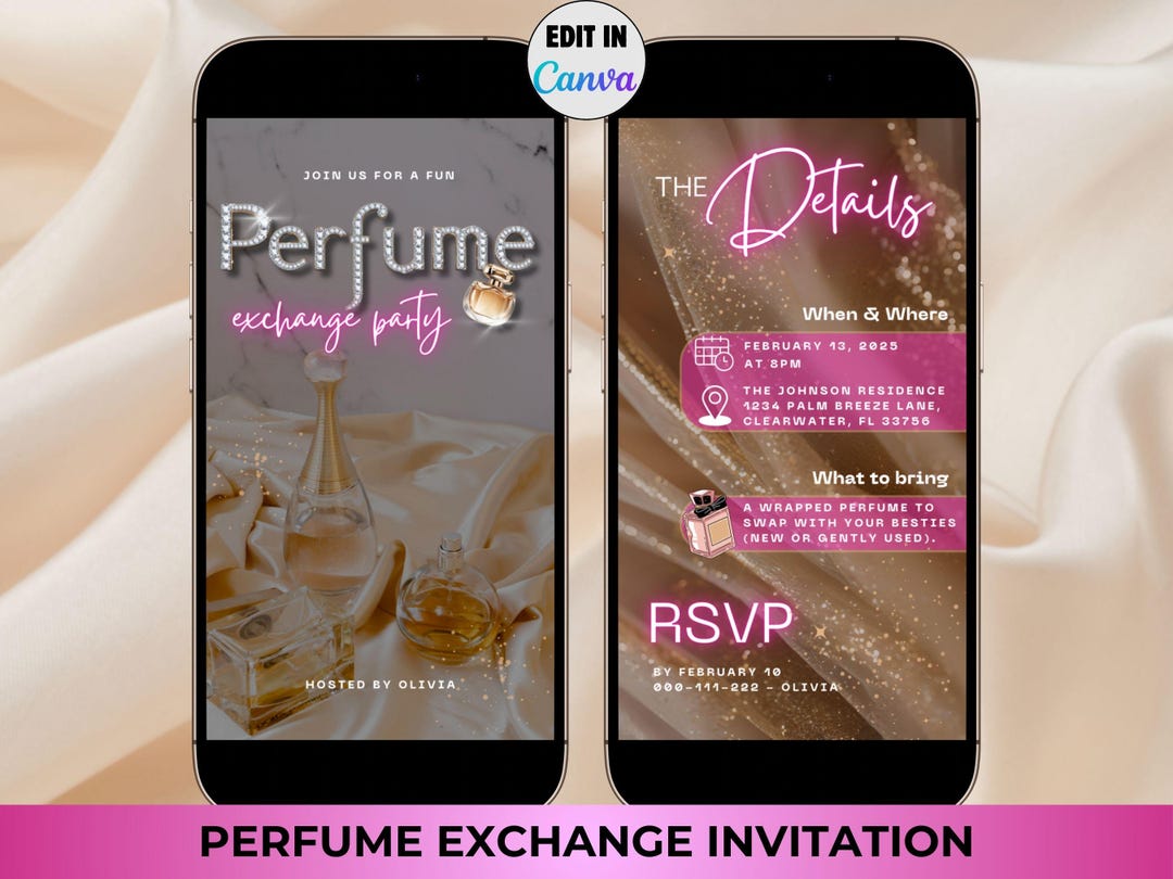 Perfume Exchange Invitation Template- Digital Galentines Day Invite ...