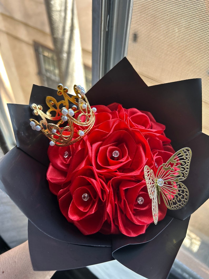 Eternal Roses Bouquet Forever Roses Ribbon Roses Anniversary Gift ...