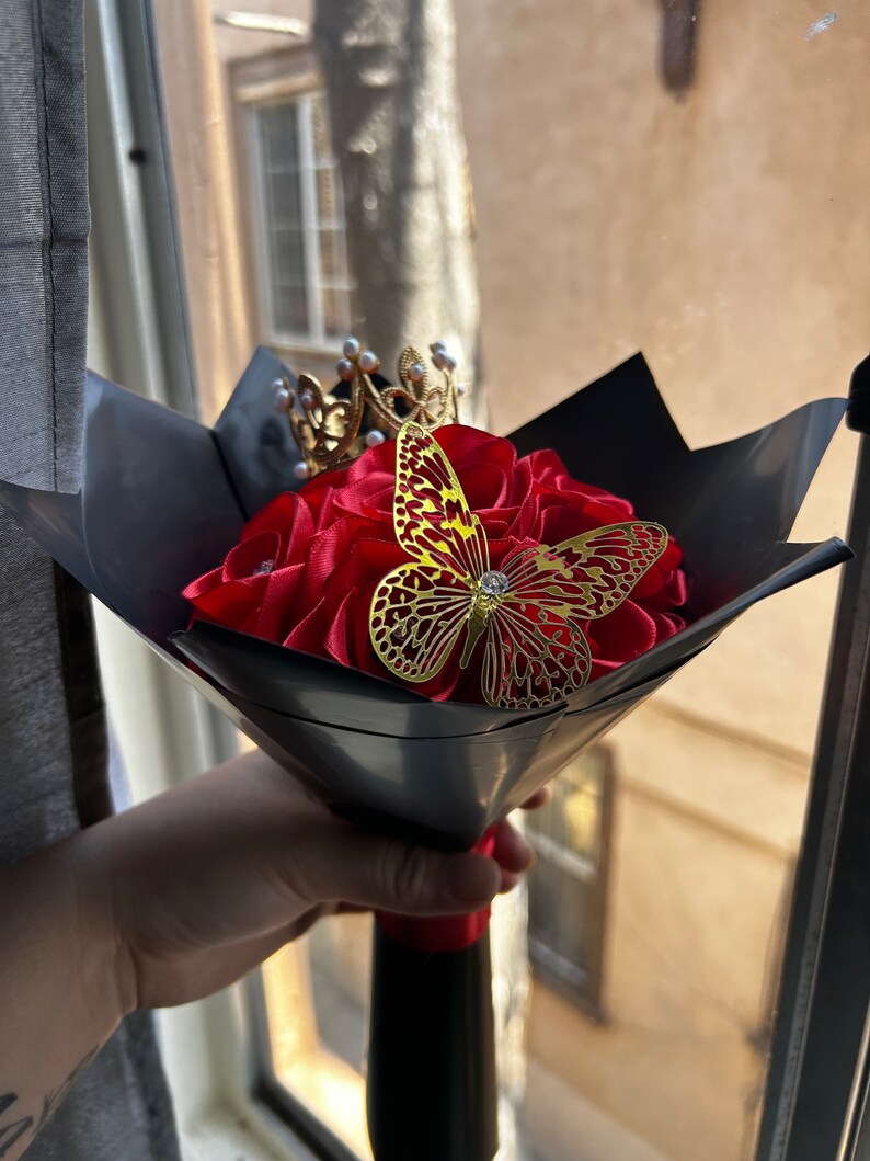 Eternal Roses Bouquet Forever Roses Ribbon Roses Anniversary Gift ...