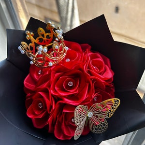 Eternal Roses Bouquet Forever Roses Ribbon Roses Anniversary Gift ...
