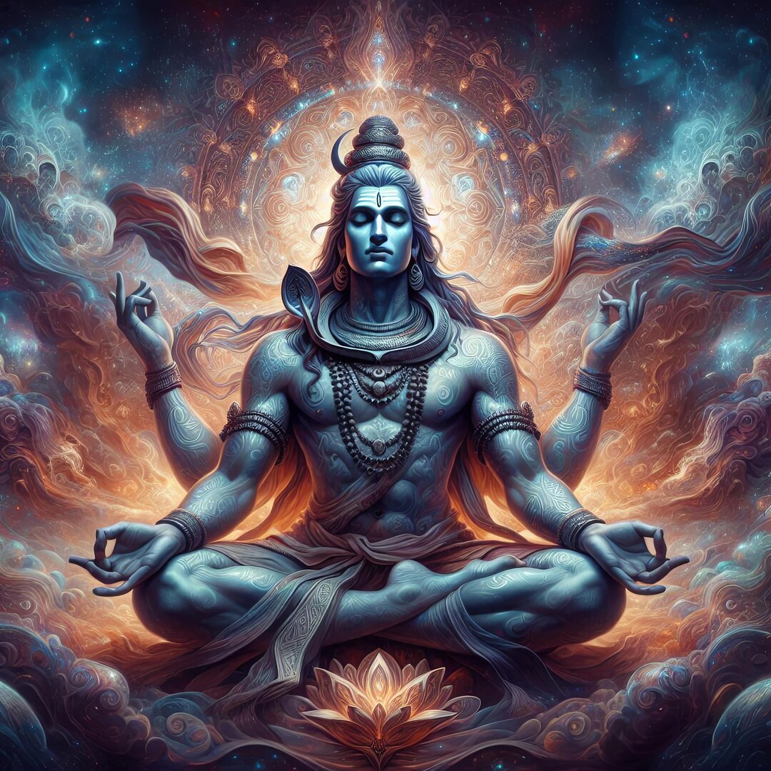 Lord Shiva Astral Meditation Print: Spiritual Hindu Art (digital ...