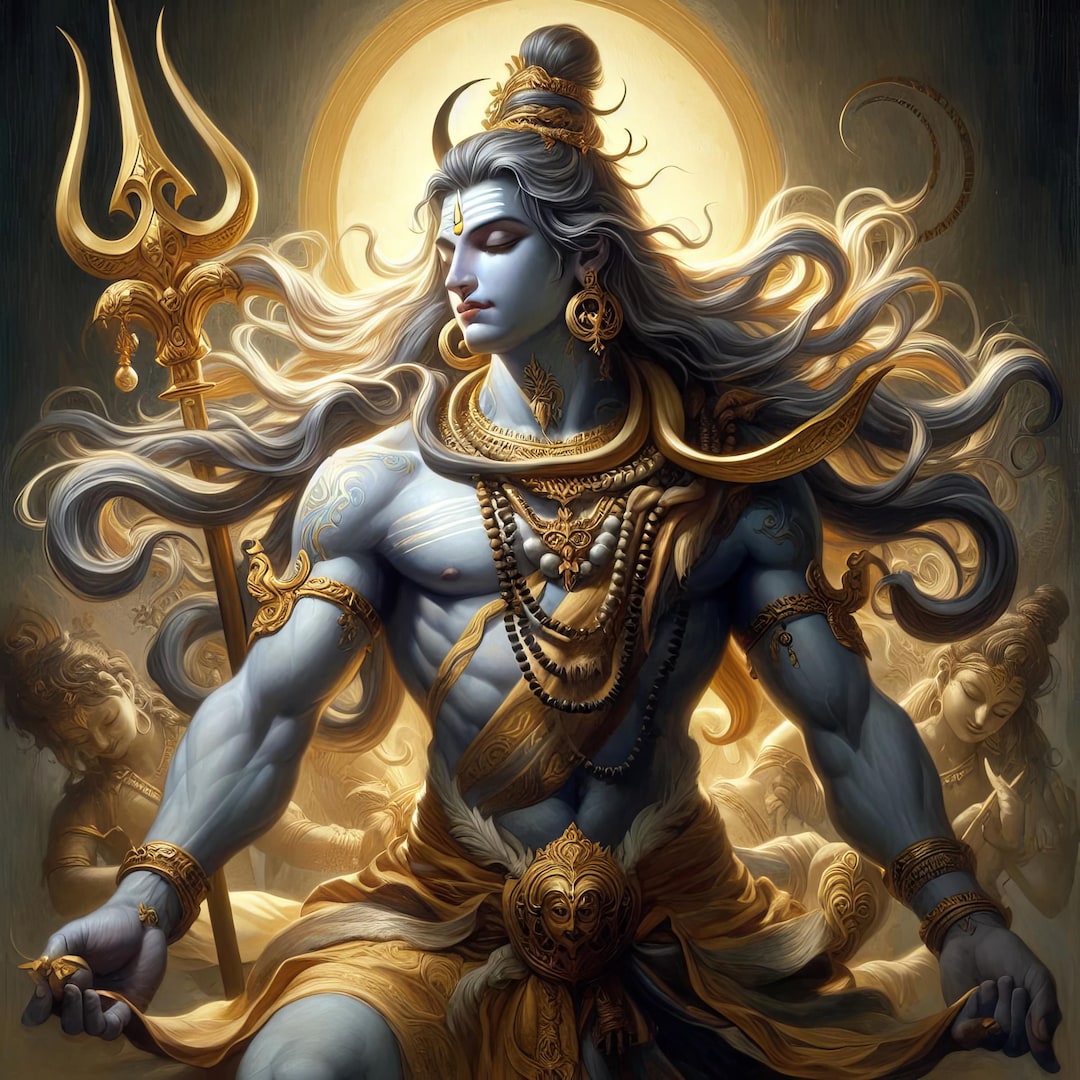 Lord Shiva Blessing Wall Art – Hindu Spiritual Print for Protection ...