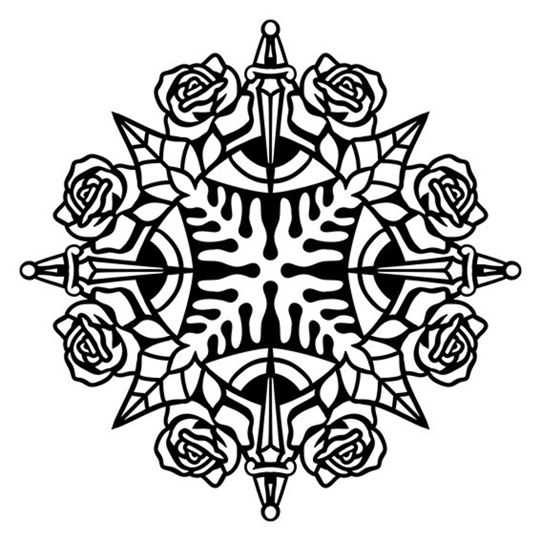 Rose Mandala Svg, Mandala Svg, Floral Svg, Rose Svg, Sword Svg, Gothic ...
