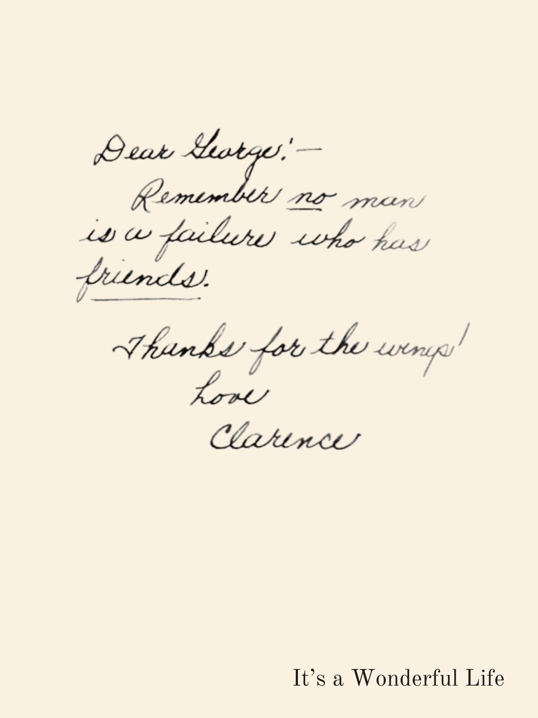 It's a Wonderful Life "no Man is a Failure Who Has Friends" Poster ...