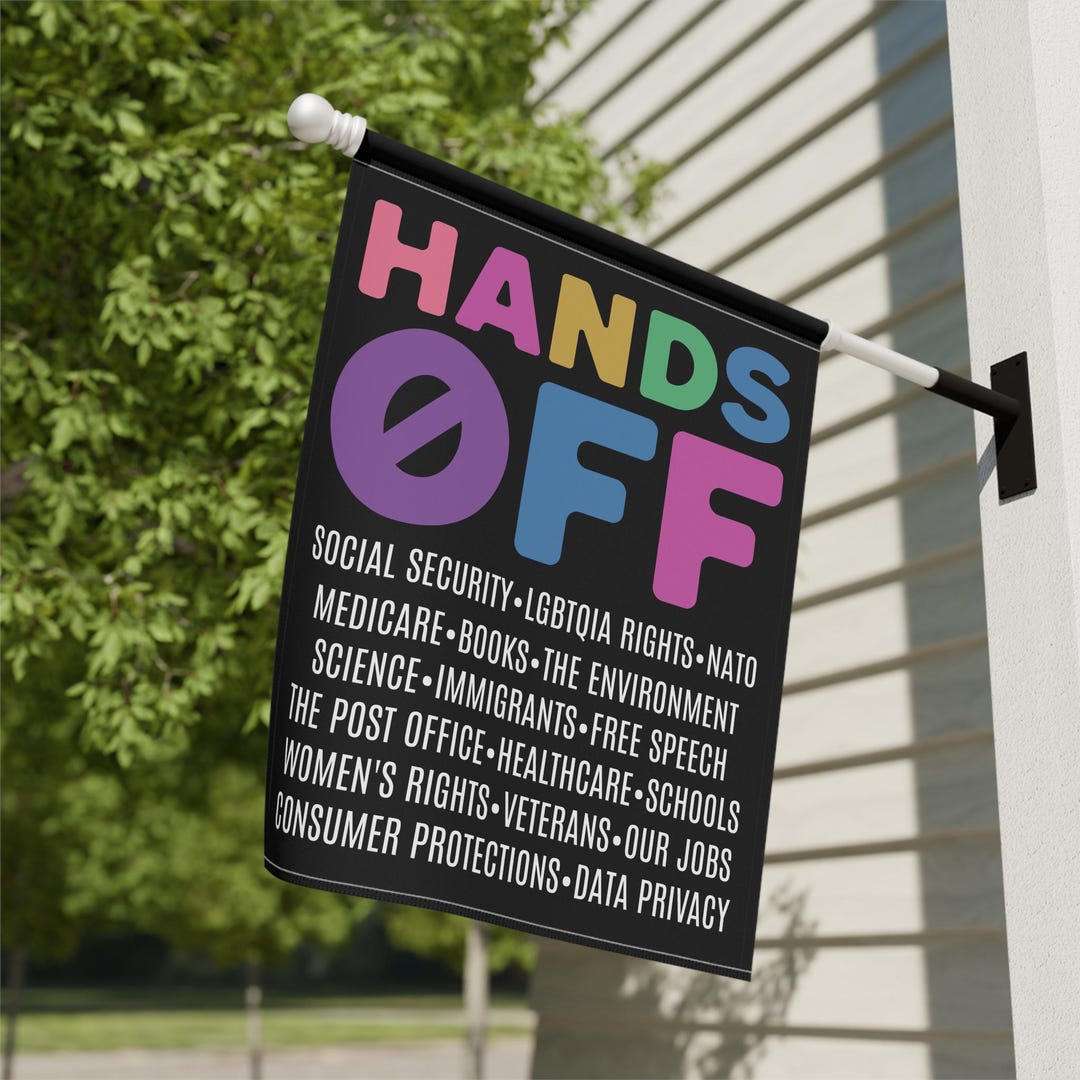 Hands off Garden Flag Anti Trump Maga House Banner FDT Stop DOGE Elon ...