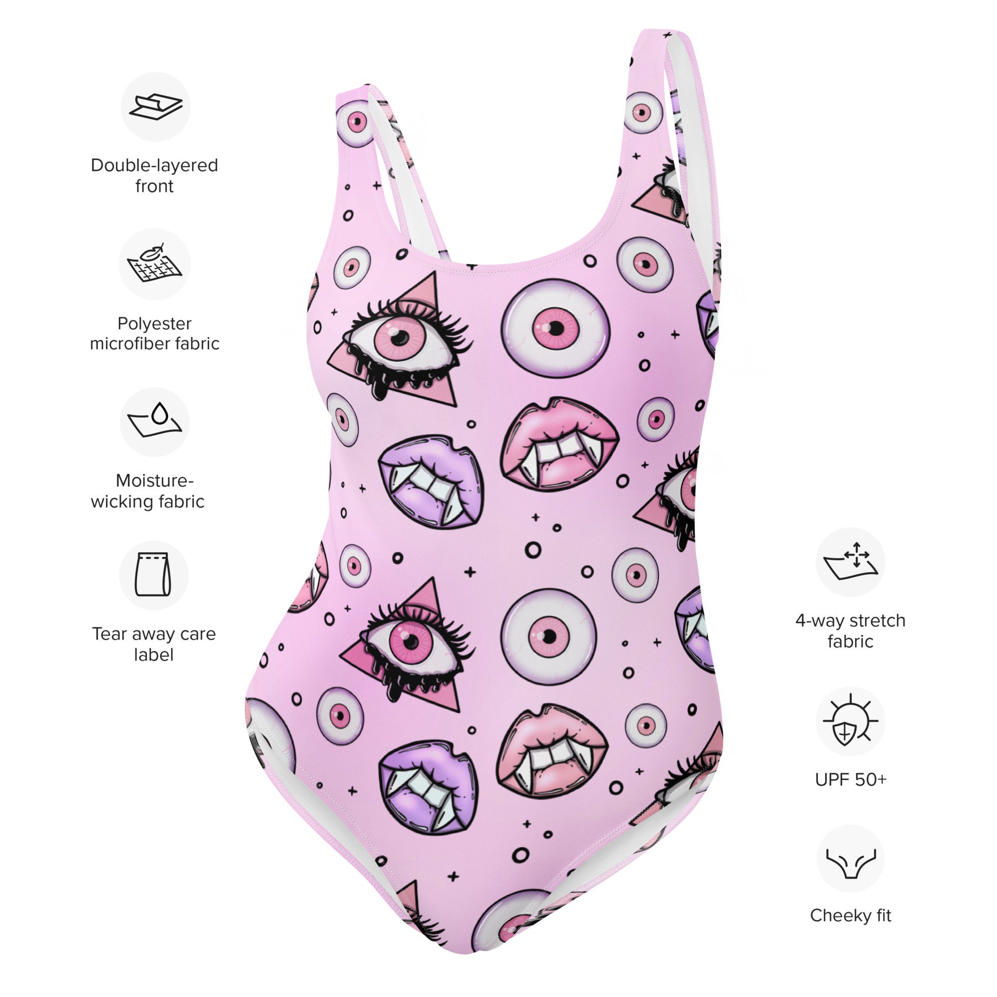 Pastel Goth Swimsuit Pink Goth One Piece Swimsuit Kawaii Cute - Etsy