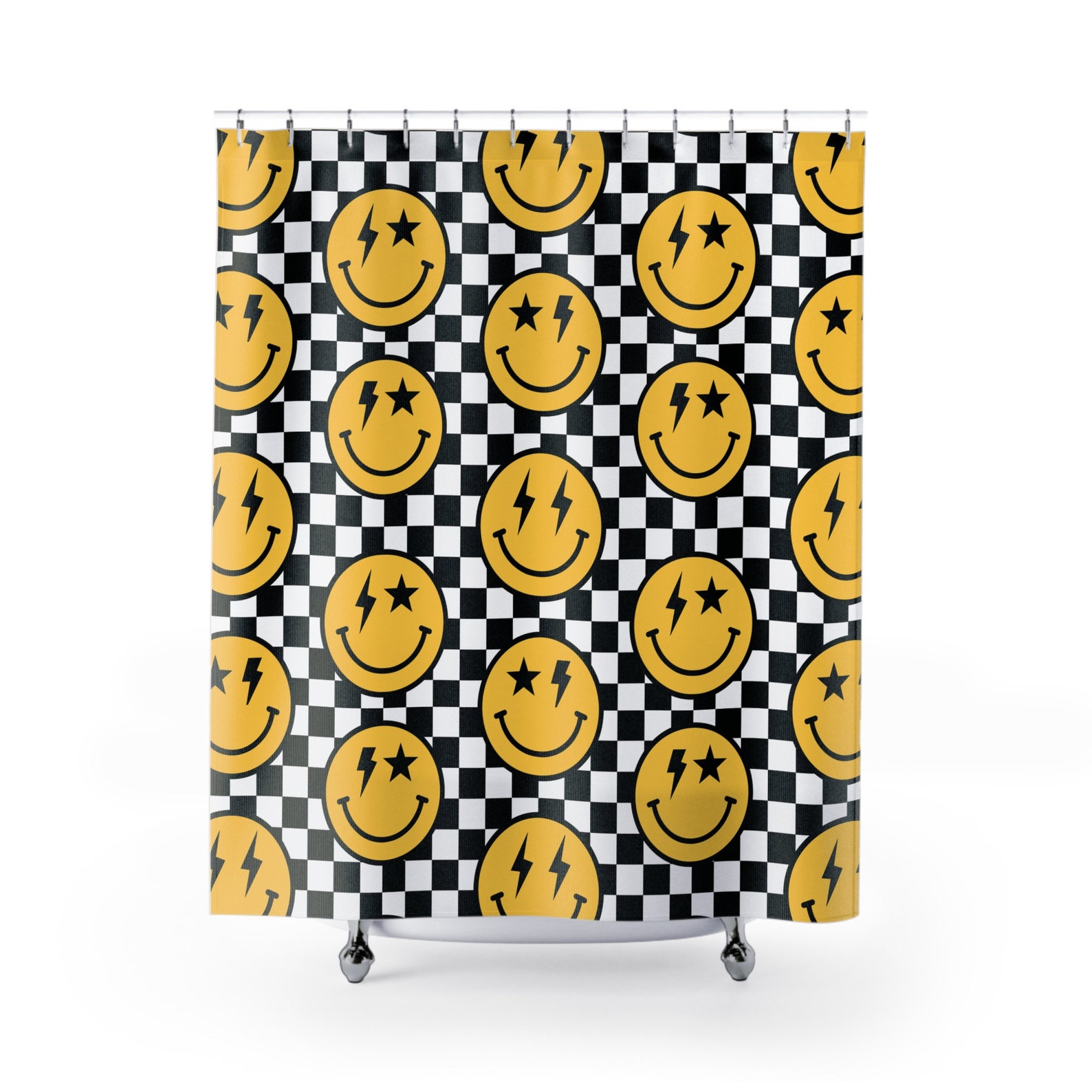 Smiley Face Shower Curtain Aesthetic Home Decor 80s 90's - Etsy