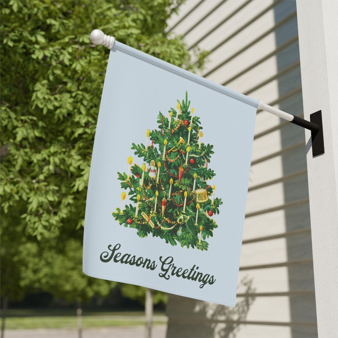 Seasons Greetings Christmas Garden Flag Vintage Christmas Tree Double ...