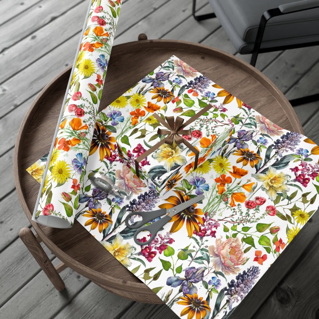 Wildflower Gift Wrap Bridal Shower Wrapping Paper All Occasion Gift ...