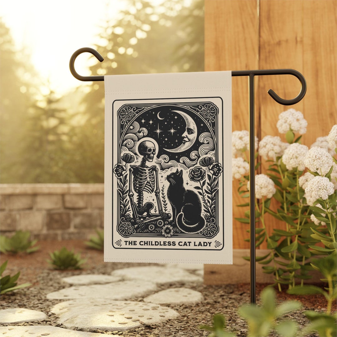 Feminist Funny Garden Flag Childless Cat Lady Anti Trump Sign Skeleton ...