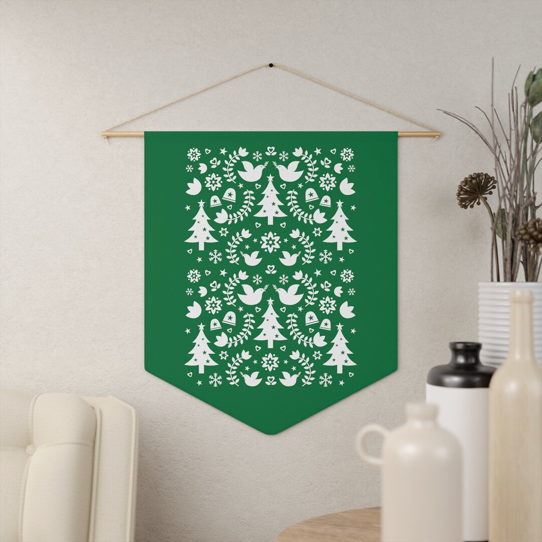 Scandinavian Christmas Decor Vintage Tree Flag Pennant Banner Hygge ...