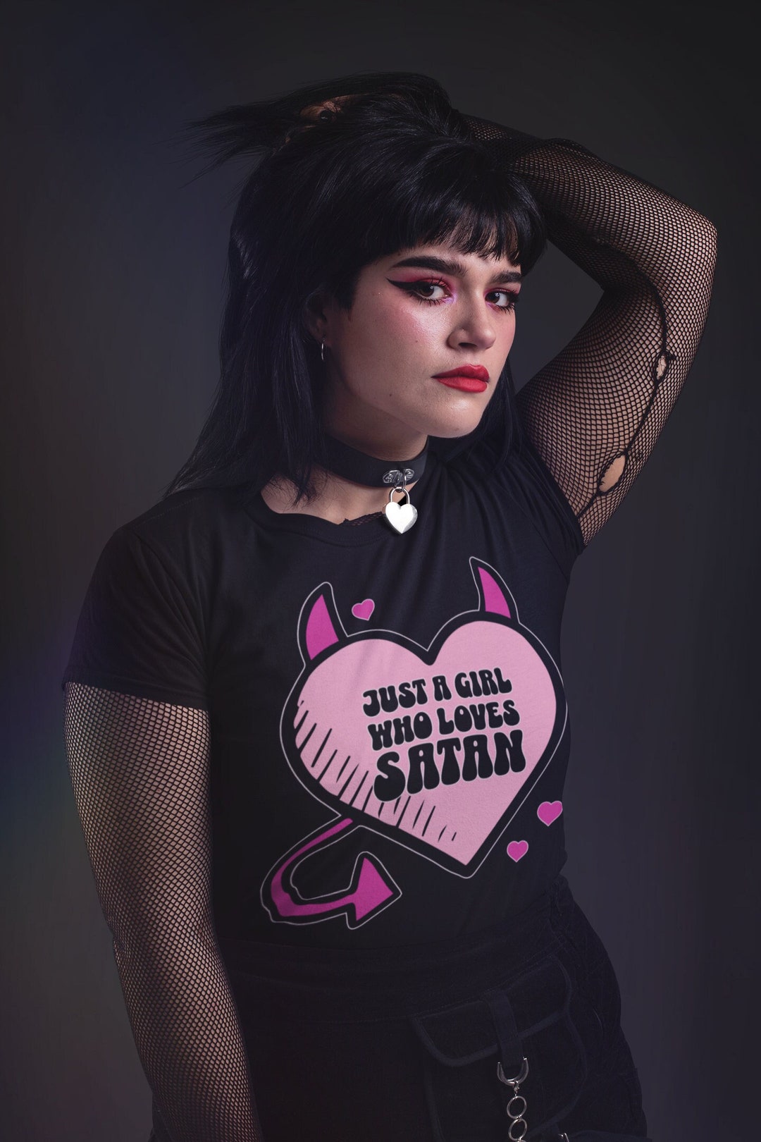 Just a Girl Who Loves Satan Funny Valentines Day Shirt Pastel Goth ...