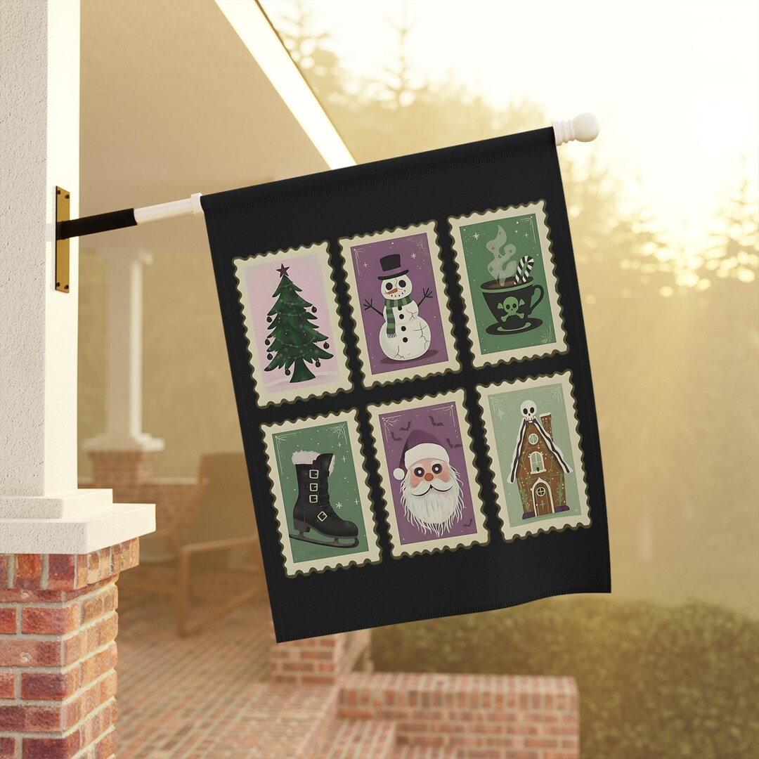 Cute Goth Christmas Garden Flag, Postage Stamp Gothic Decor, Spooky ...