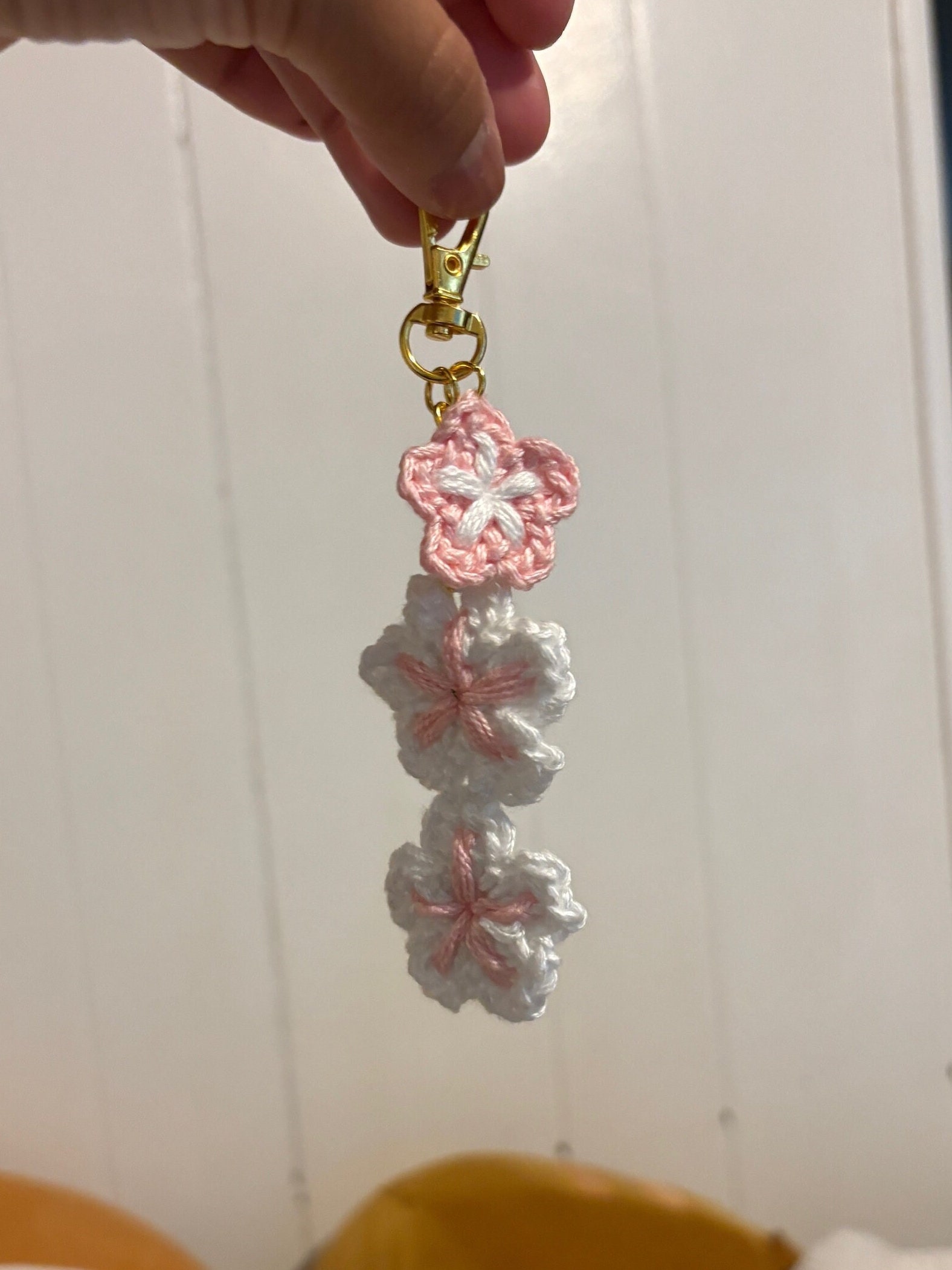 Sakura Crochete Keychain - Etsy