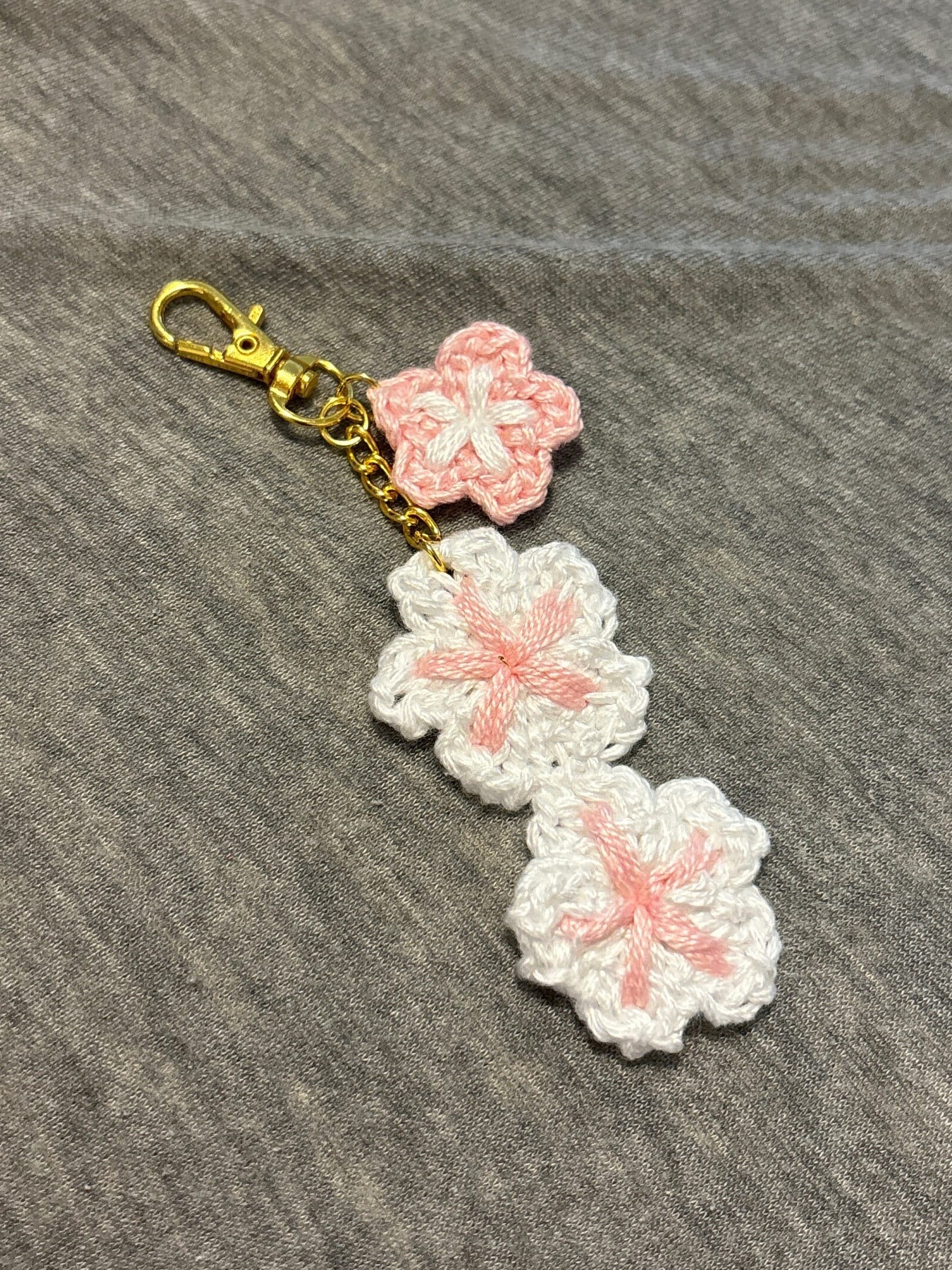 Sakura Crochete Keychain - Etsy