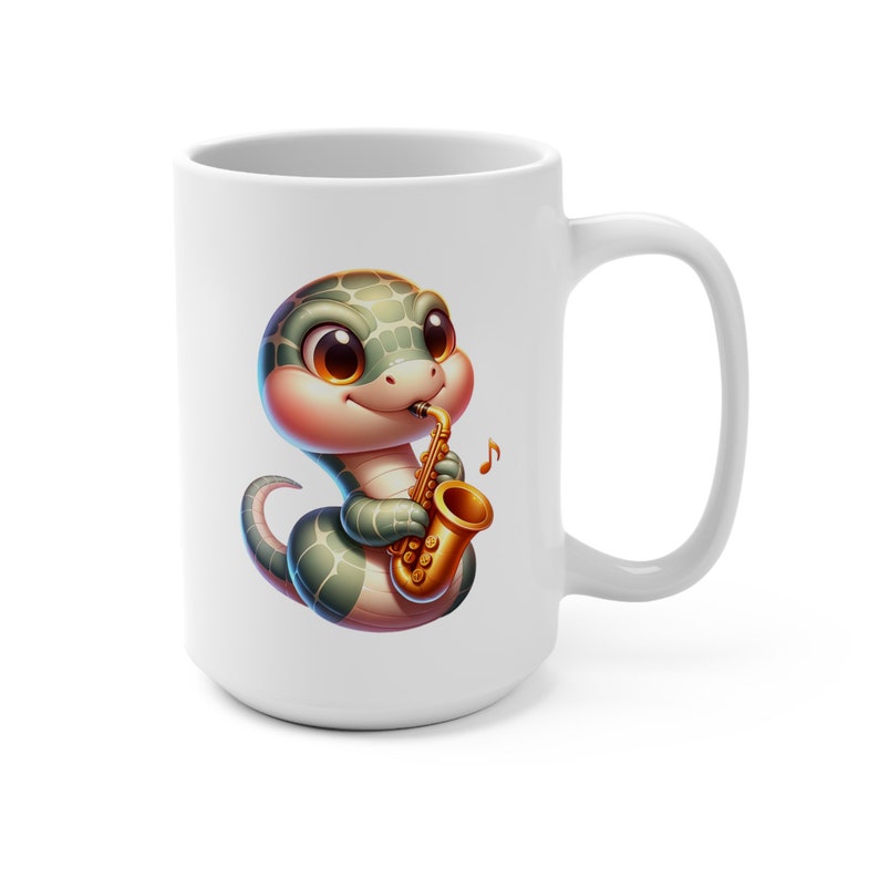 Snakey "saxophone" Coffee Mug - Unique 15oz Mug, Music Lover's Gift ...
