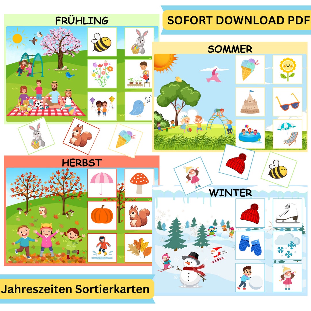 Seasons Picture Cards for Learning to Match Pictures for Children PDF ...