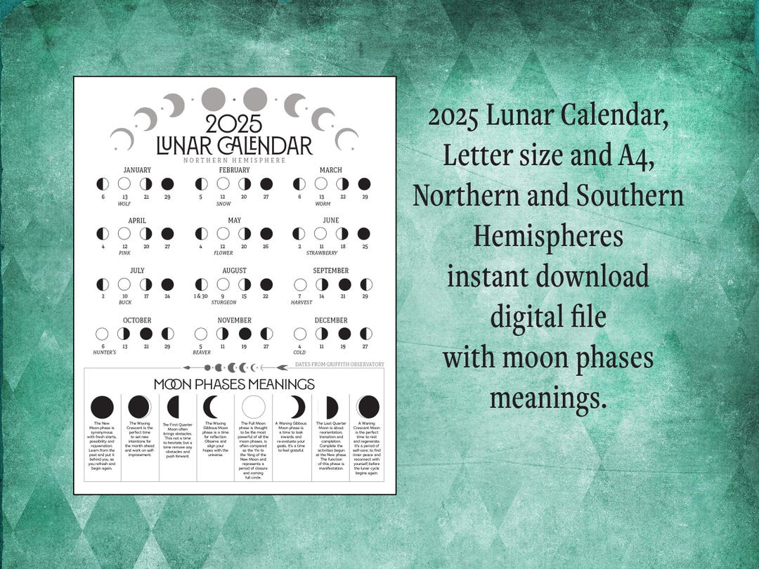 2025 Lunar Calendar, Letter Size and A4, Northern & Southern ...