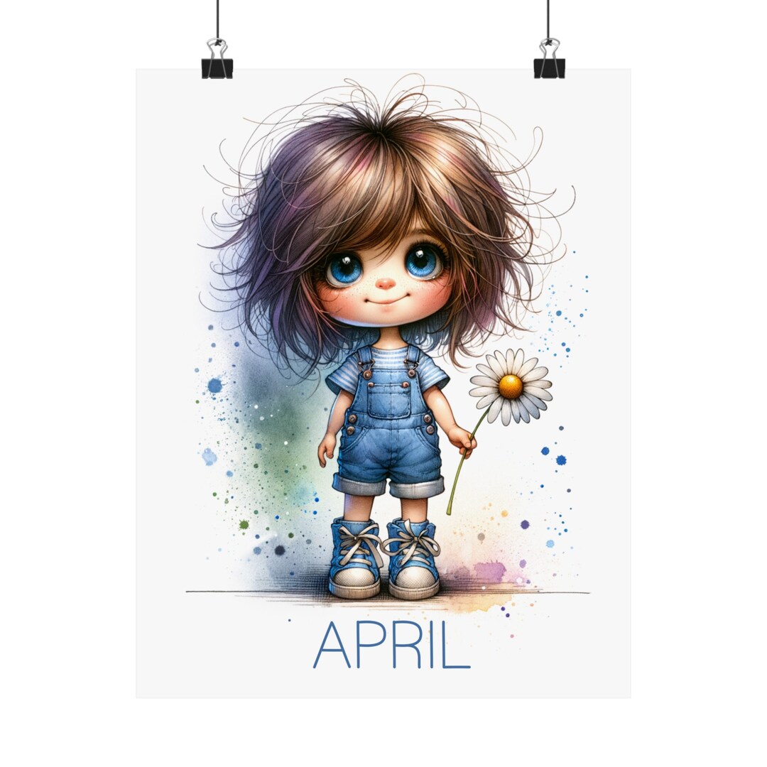 April Daisy Birthday Flower Posters, Personalized Gift, Birthday Gift ...