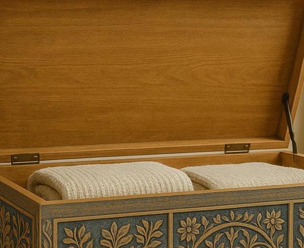Traditional Hand-carved Wooden Antique Carved Chest With Floral Motifs ...