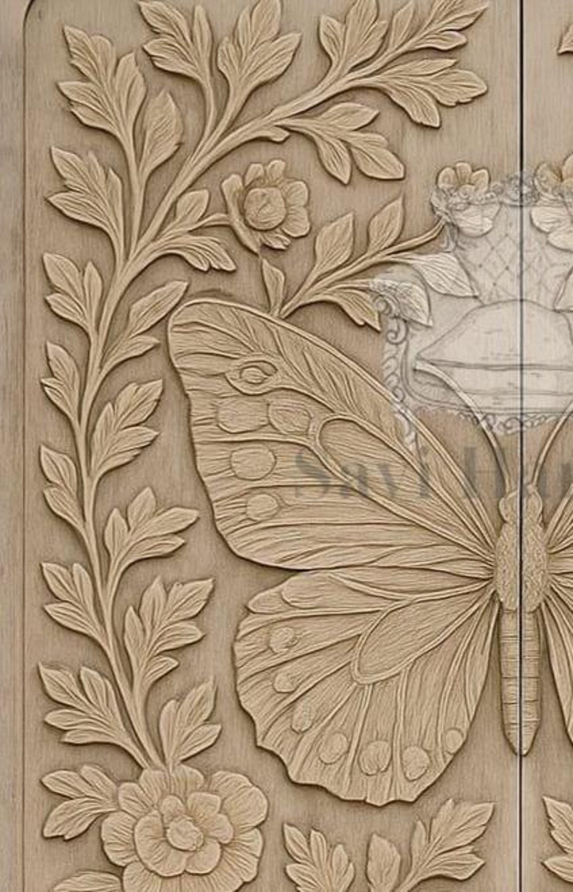 Carved Butterfly Motif Cabinet Carving Furniture Carving Storage With ...