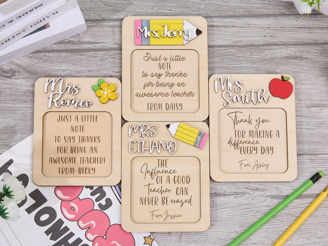 Custom Teacher Sticky Note Holder, Personalized Teacher Name Gift ...