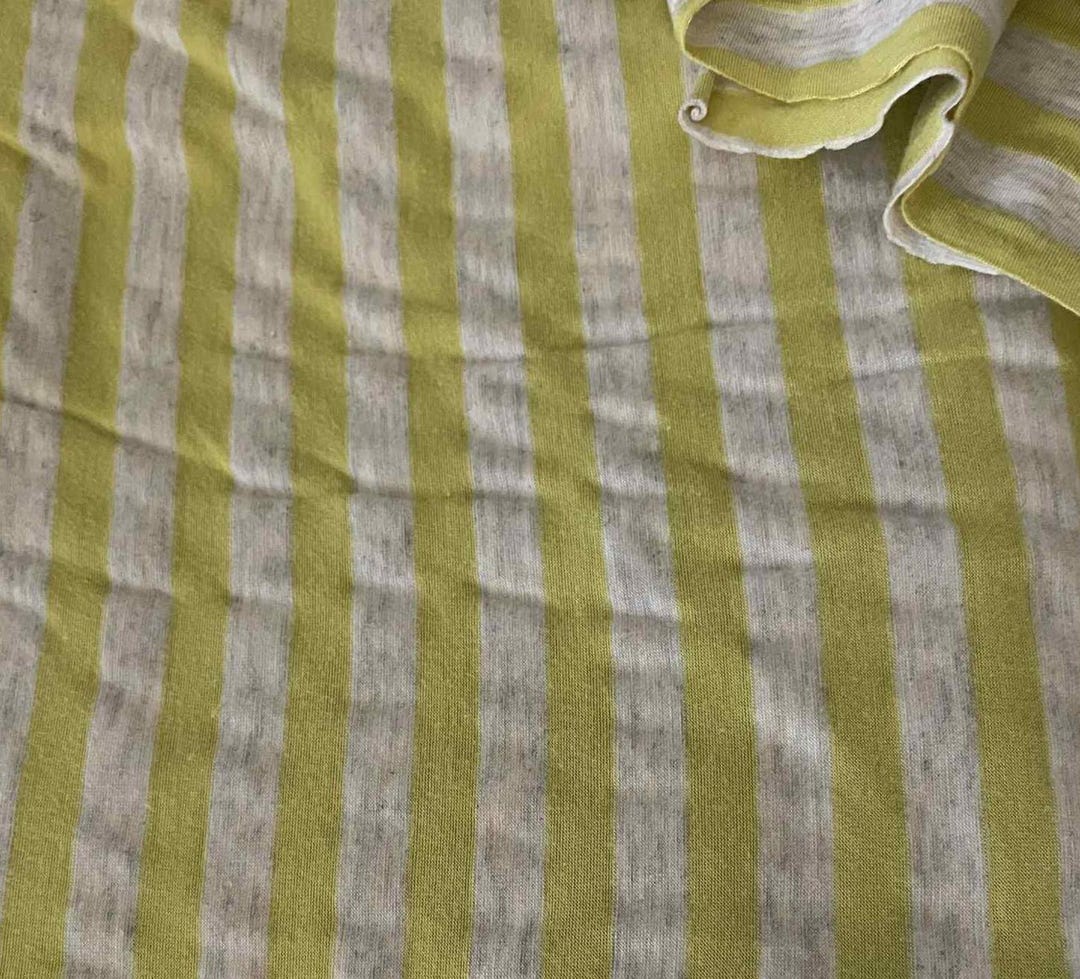 132) IRG. Grey & Yellow Stripe Knit Fabric ~ 60in Wide ~ 4USD per Yard ...