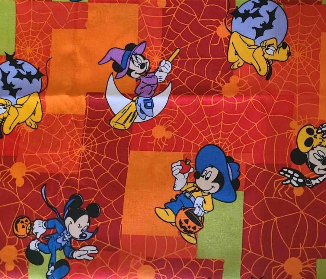 212) Mickey & Friends Halloween on Orange Cotton Fabric ~ 44in Wide ...