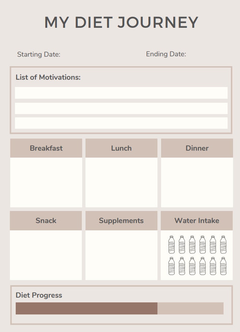 Athletes Journal, Brown Minimal Diet & Fitness Planner Digital ...