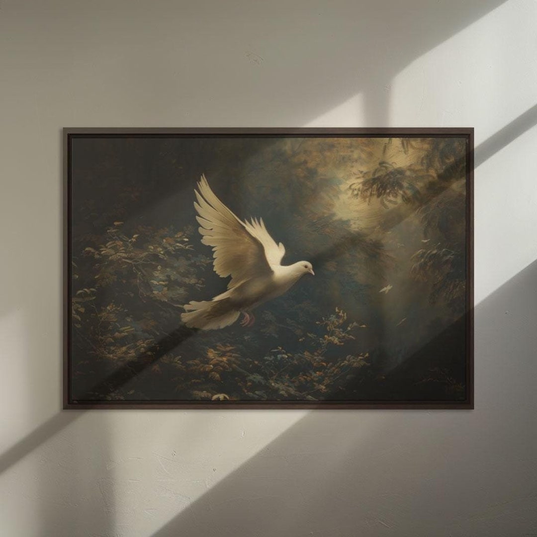 Vintage White Dove Bird Framed Wall Art for Gothic Decor Perfect for ...