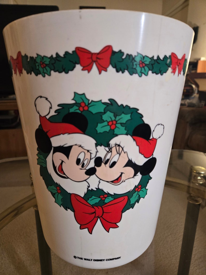 Walt Disney Mickey Minnie Mouse Plastic Christmas Waste Basket Trash ...