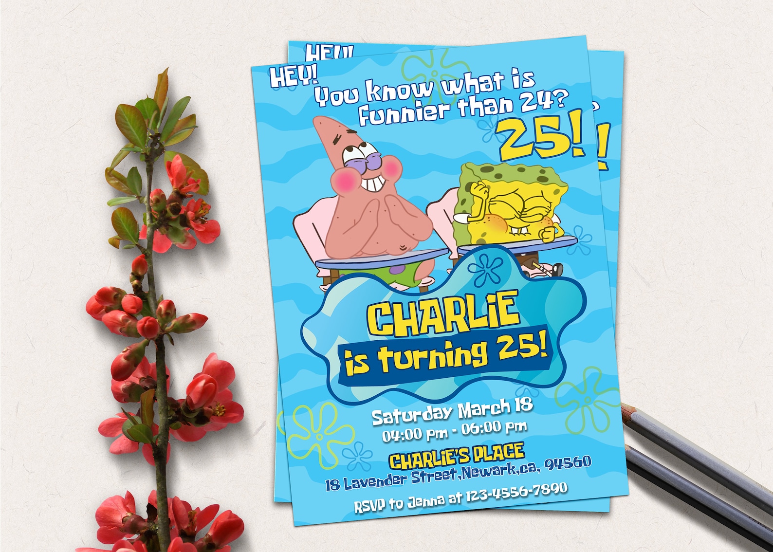 Editable Spongebob Birthday Invitation Template | Printable Sponge Bob ...