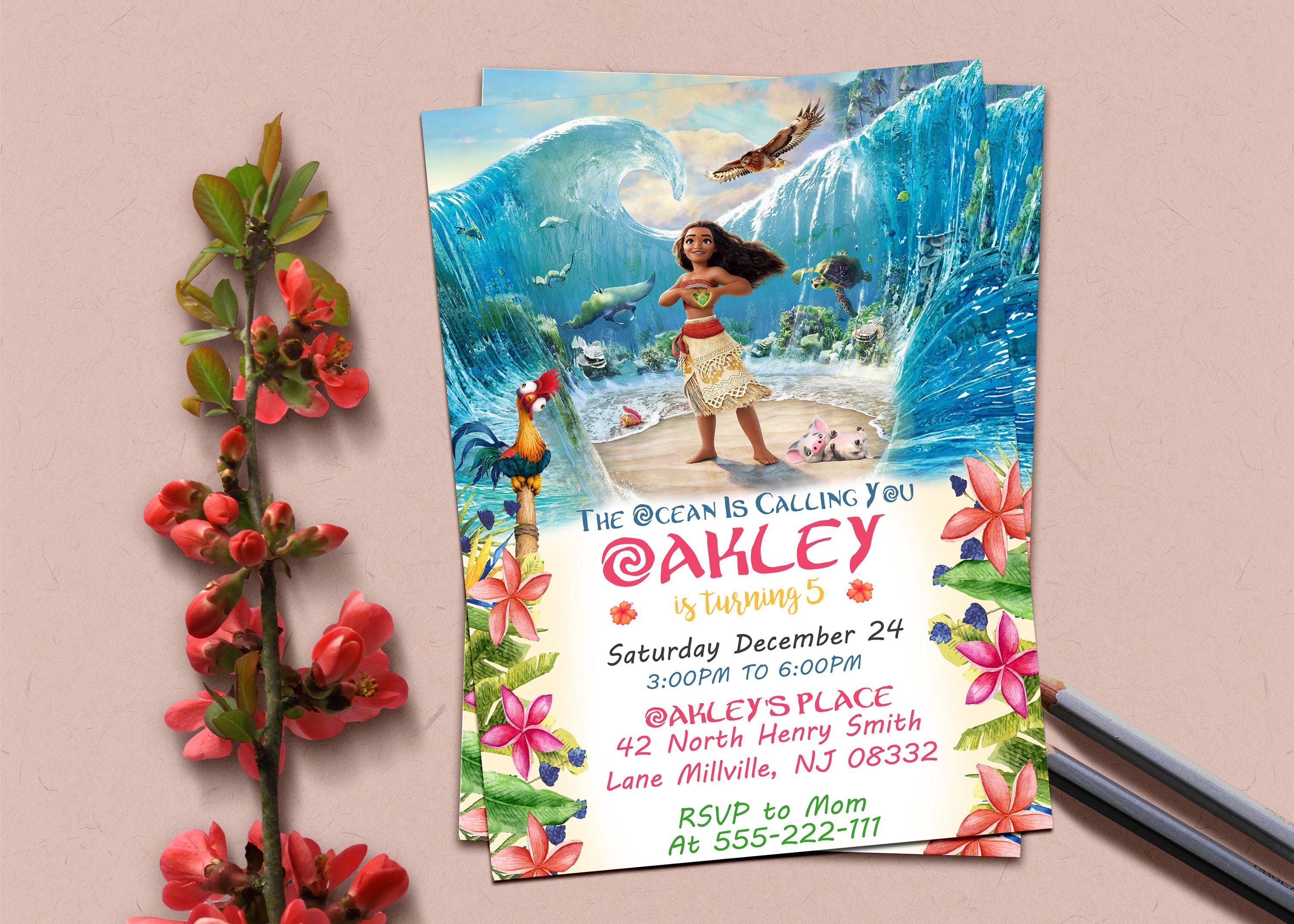 Invitación de cumpleaños de Moana editable, invitación de cumpleaños de ...
