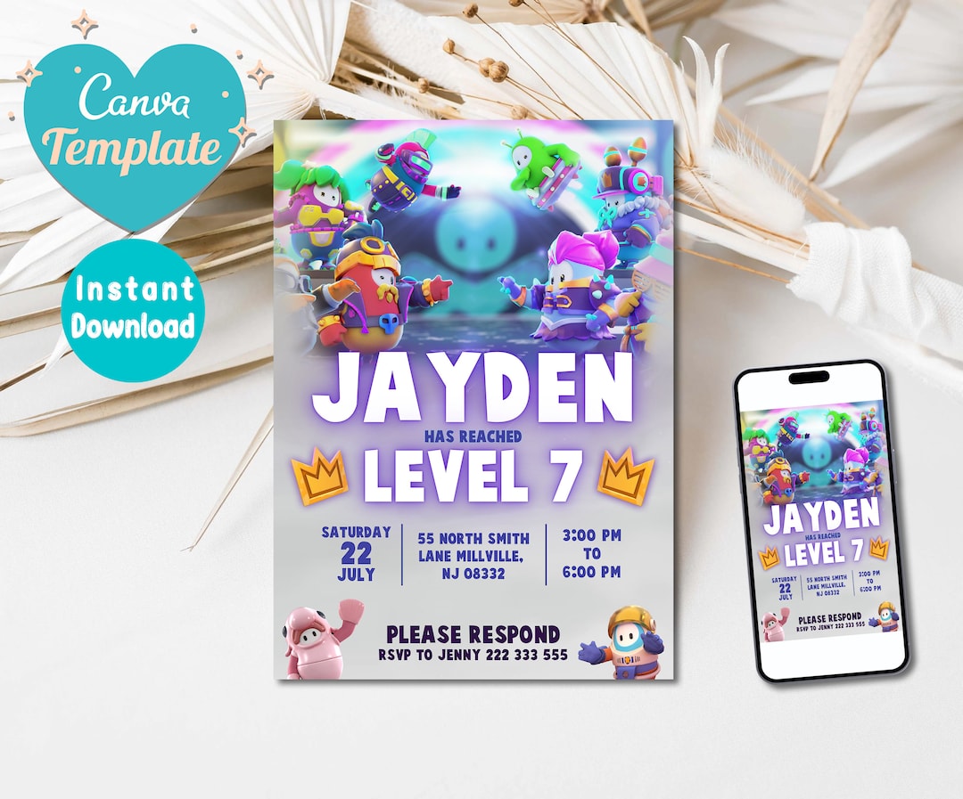 Editable Fall Guy Birthday Invitation Template | Digital Kids Party ...