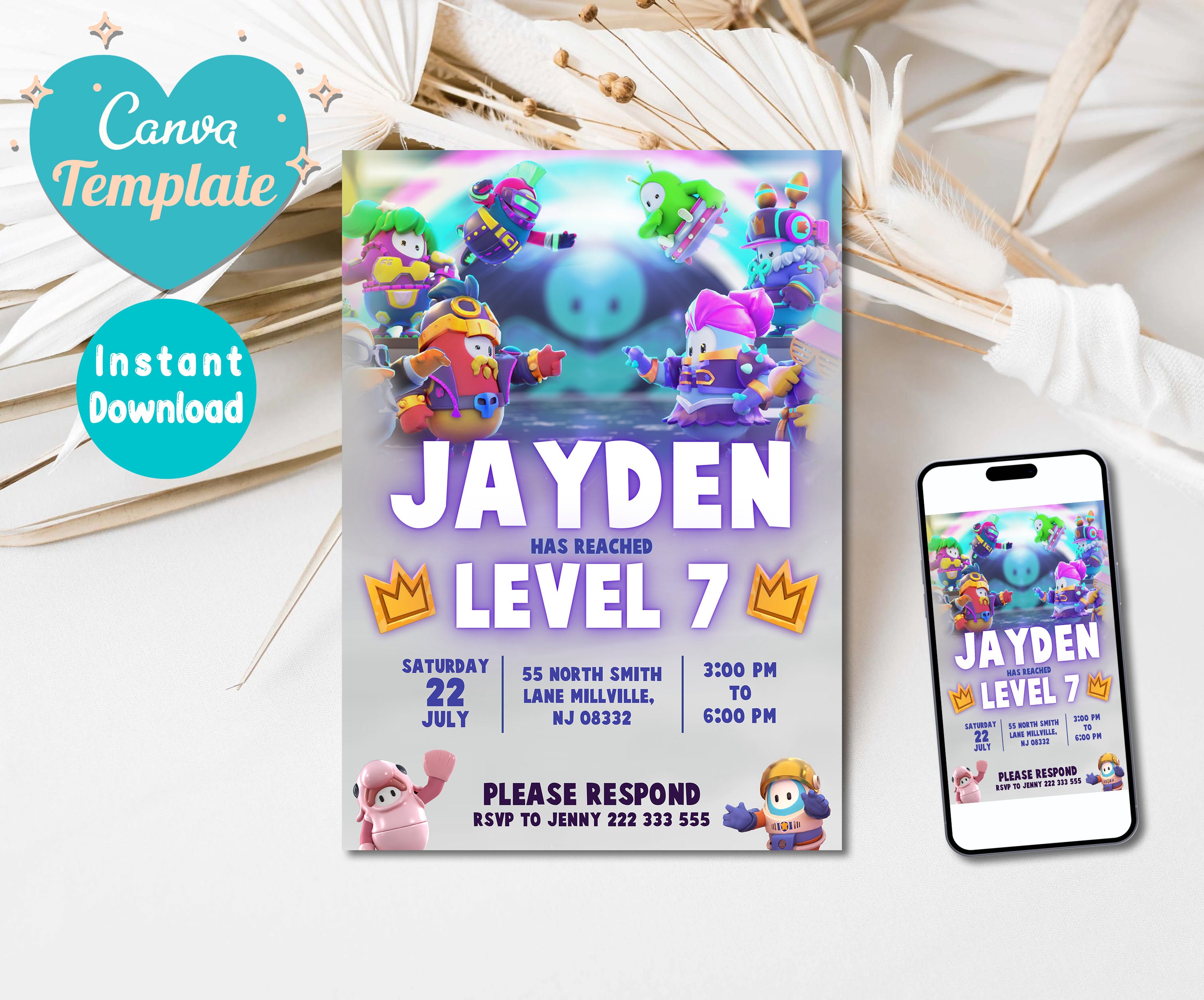 Editable Fall Guy Birthday Invitation Template Digital Kids Party ...