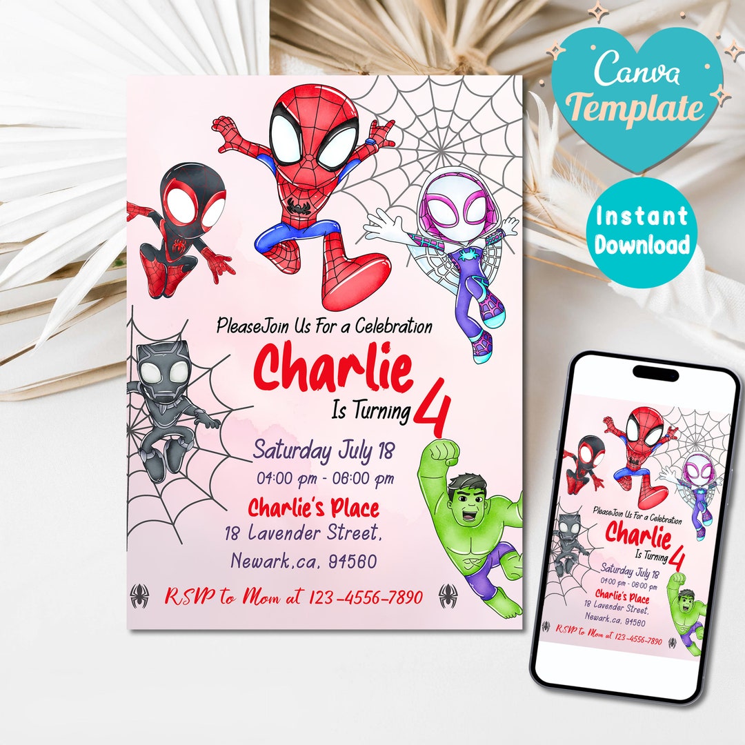 Editable Spidey Invitation | Spidey and His Amazing Friends Birthday ...