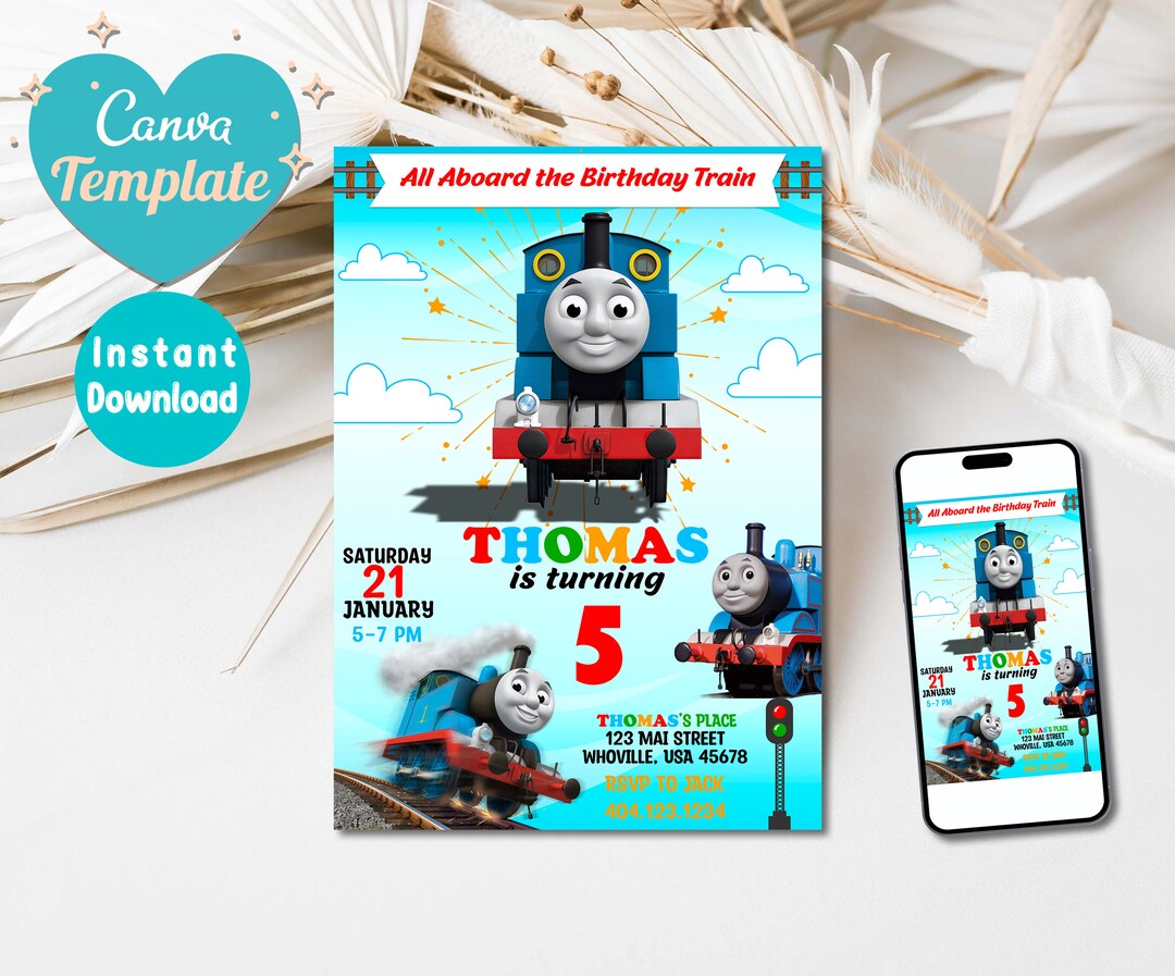 Thomas the Train Birthday Invitation, Thomas the Train Invitation ...