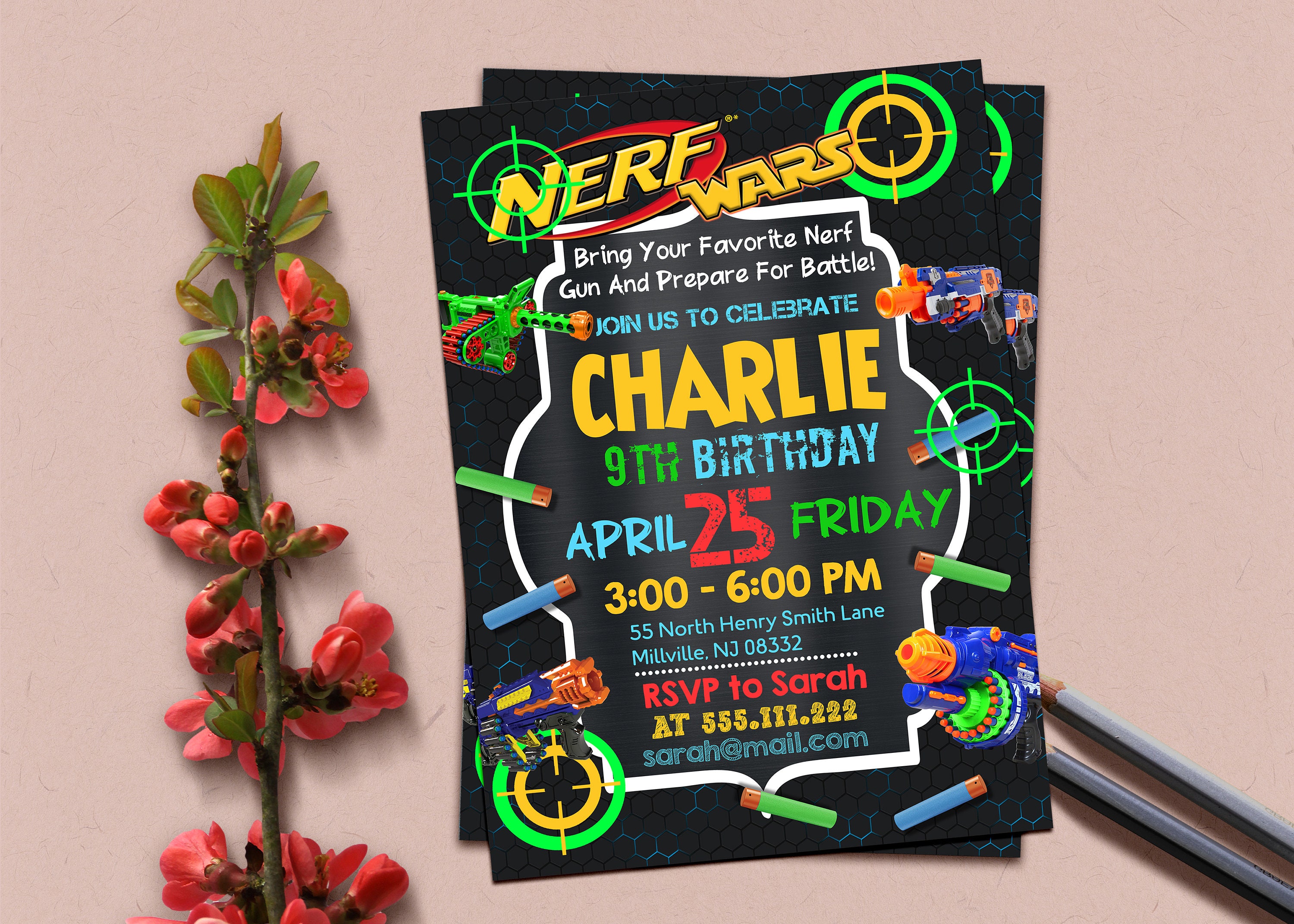 Editable Birthday Party Invitation, Dart Birthday Invite, Dart Birthday ...