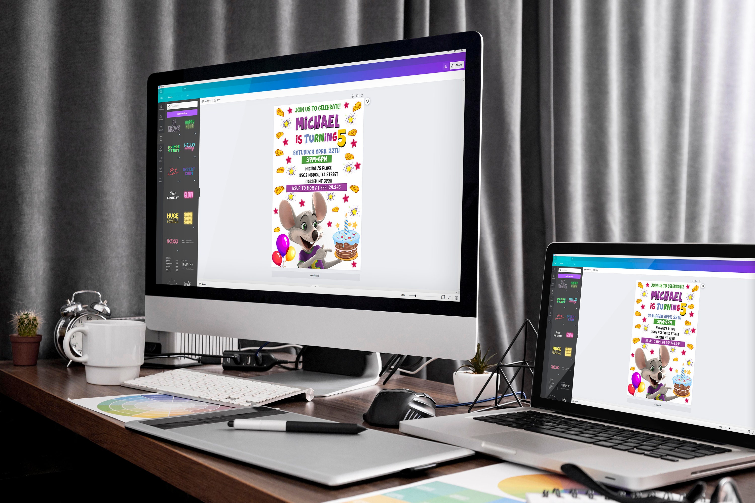 Editable Chuck E Cheese Birthday Invitation Template | Chuck Evite ...