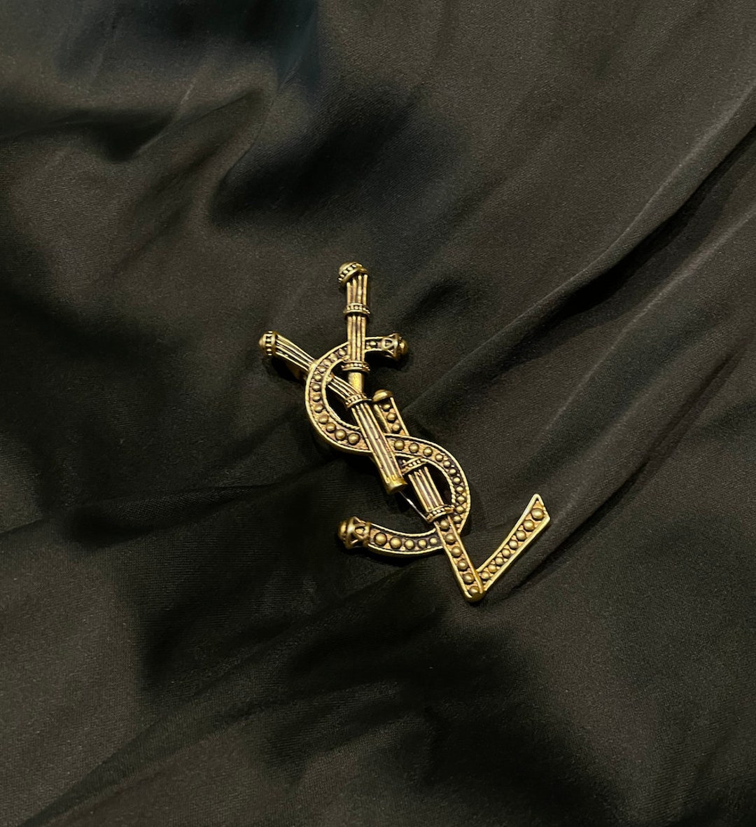 Yves Saint Laurent Brooch Wonderful Vintage YSL Gold Brooch Gift for ...